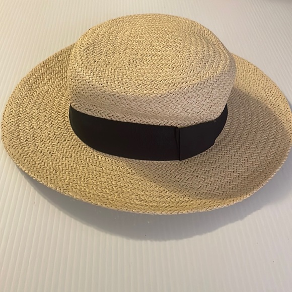 Accessories | Woven Paper Riverboat Hat Unisex Tan With Black Ribbon ...